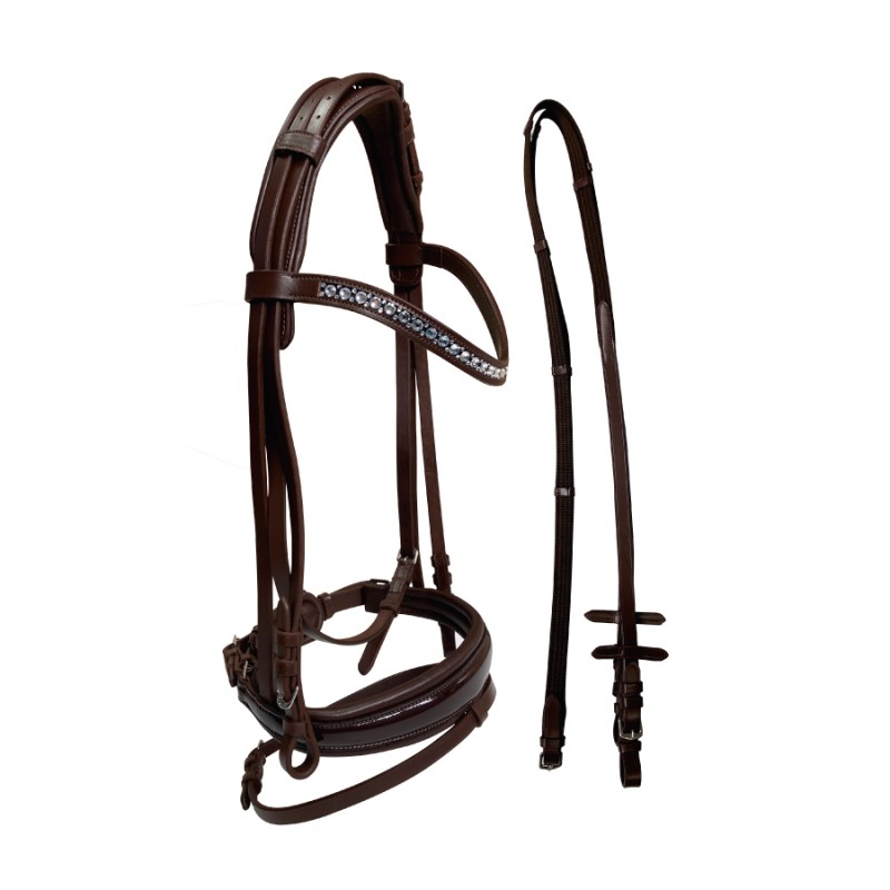 Cabezada para filete ergonómica con frontalera decorada y riendas de ...